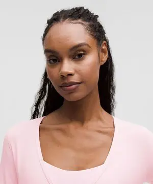 Lululemon Nulu Cropped Wrap Long-Sleeve Top In Pink Organza - 24